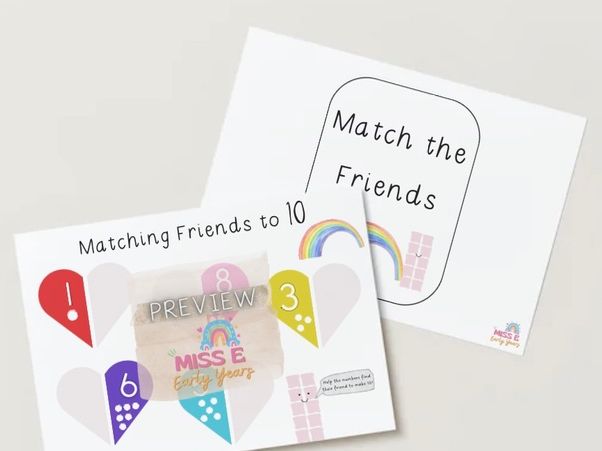 Bonds to 10 - Match the Hearts - Miss E's Early Years