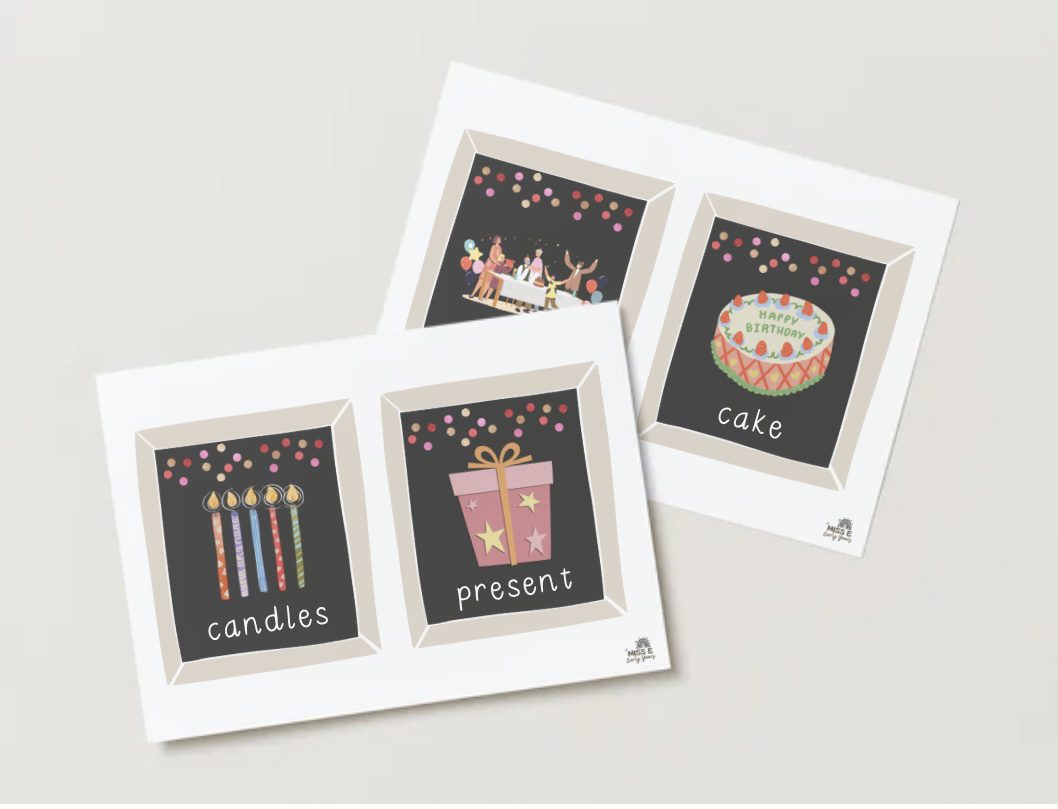 Birthday Vocabulary Cards - Miss E's Early Years