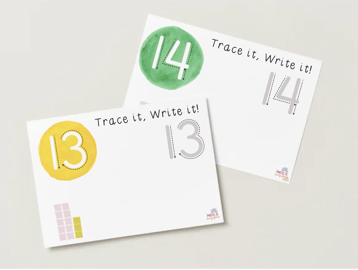 Trace it, Write it! - Teen Numbers 11-15 - Miss E's Early Years